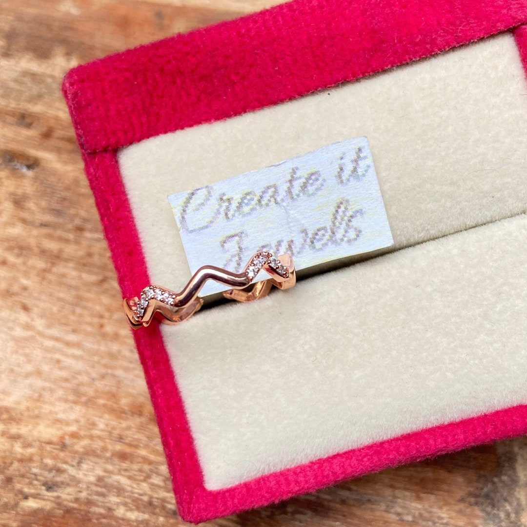 Stackable Zig Zag Ring Stackable Wave Ring Zig Zag Jewelry Wave Ring Modern Design Stacking Ring ...