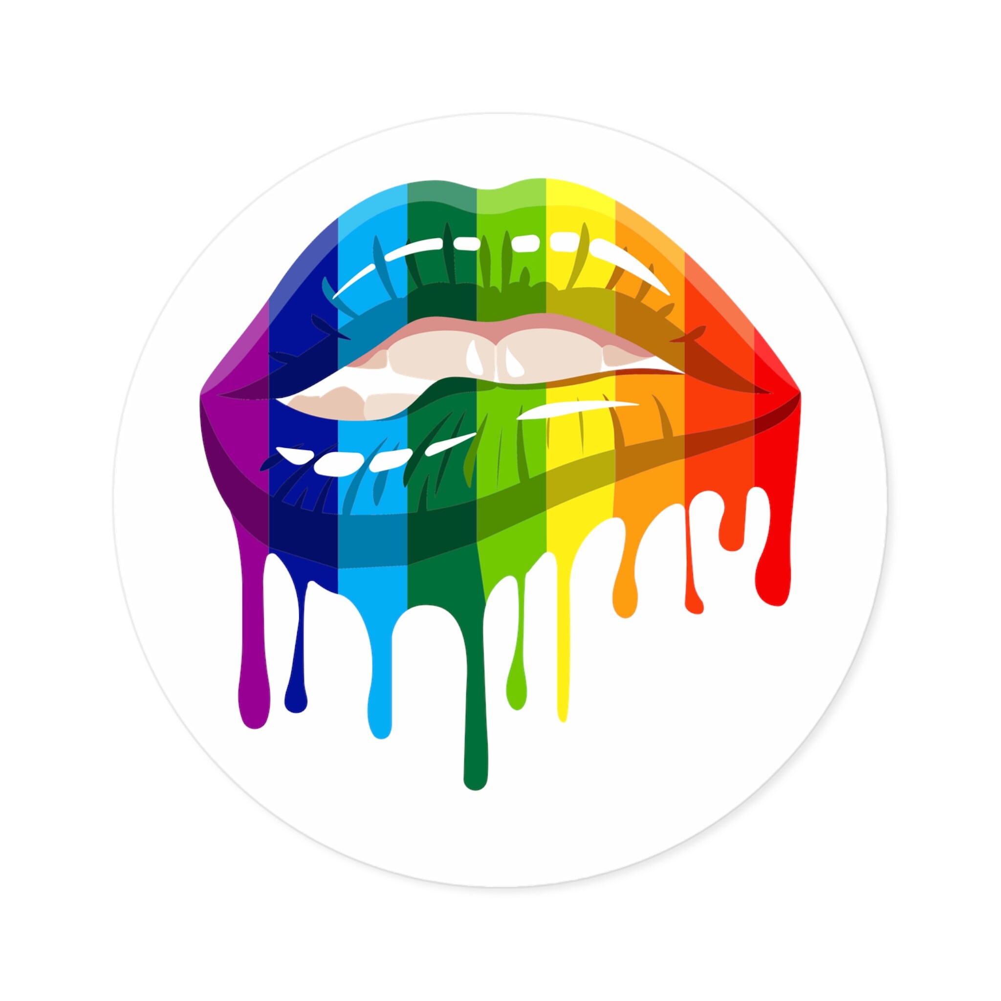 Pride Rainbow Color Dripping off Lips Round 4 in Sticker | LGBTQ ...