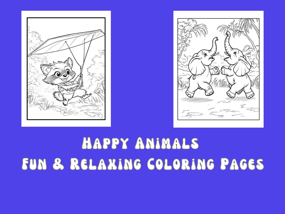 Happy Animals Coloring Pages | Cute and Happy Animals Coloring Pages ...