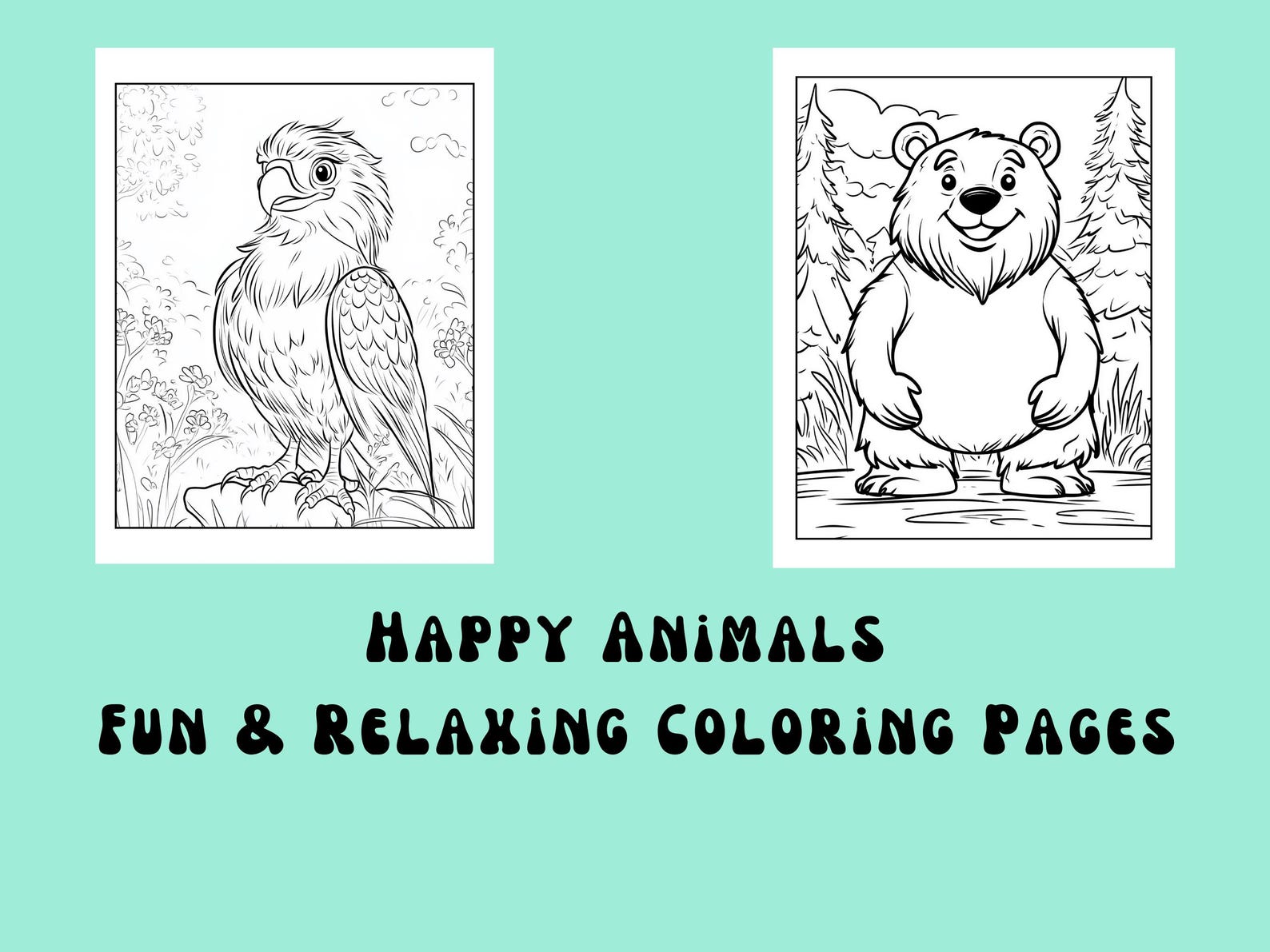 Happy Animals Coloring Pages | Cute and Happy Animals Coloring Pages ...