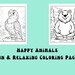 Happy Animals Coloring Pages | Cute and Happy Animals Coloring Pages ...