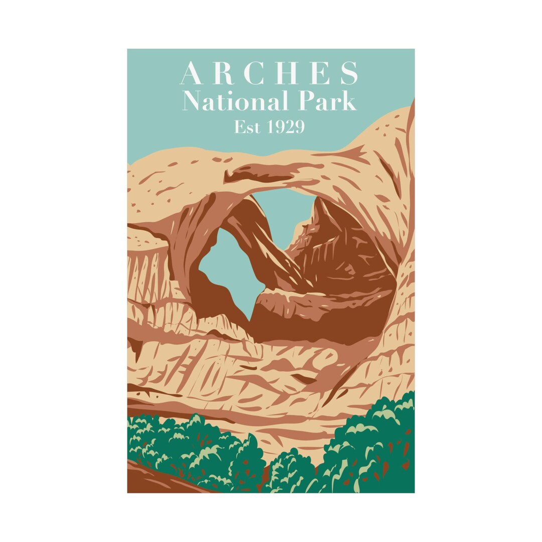 Arches National Park Poster | Vintage National Park Poster | Double ...
