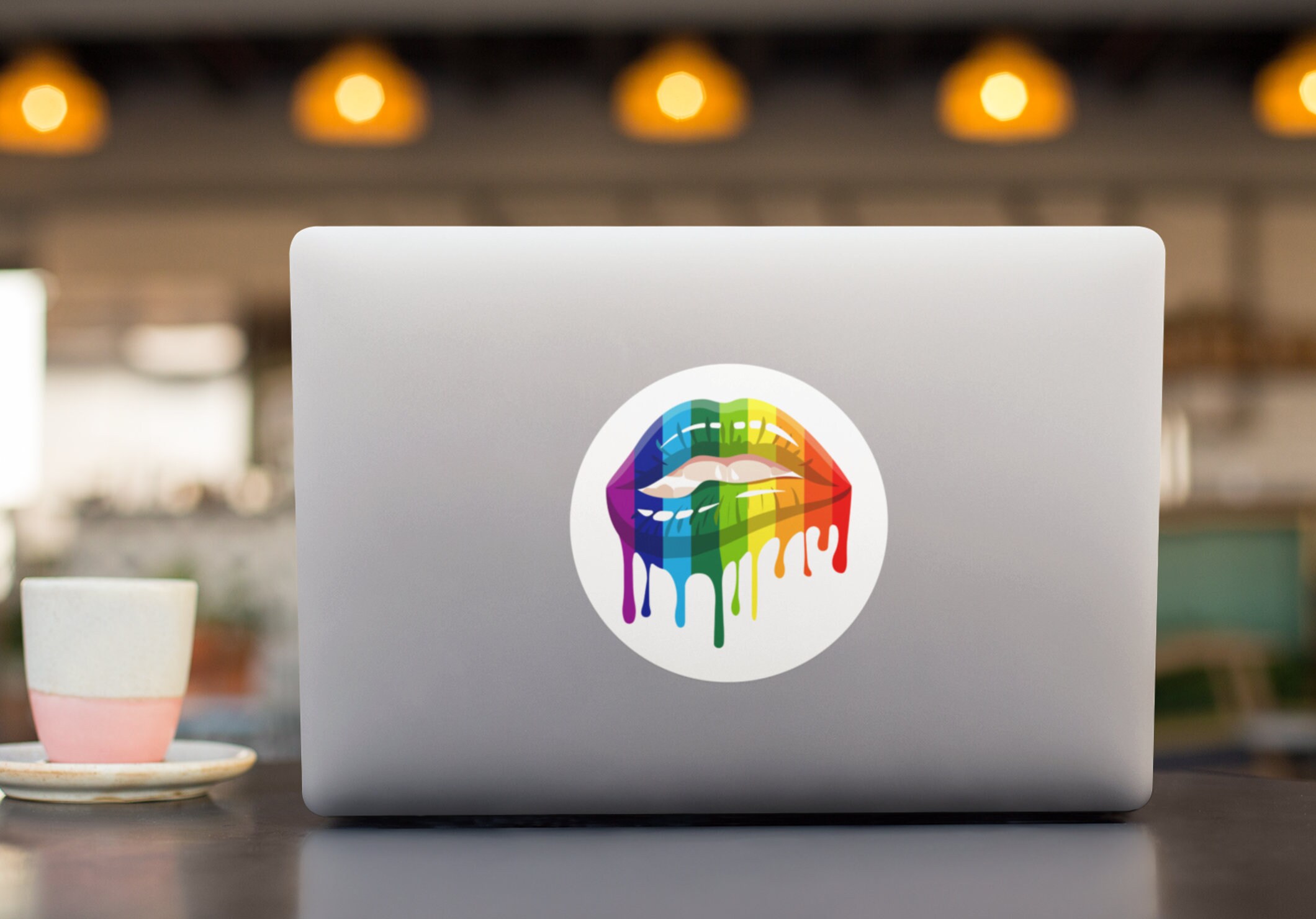Pride Rainbow Color Dripping off Lips Round 4 in Sticker | LGBTQ ...
