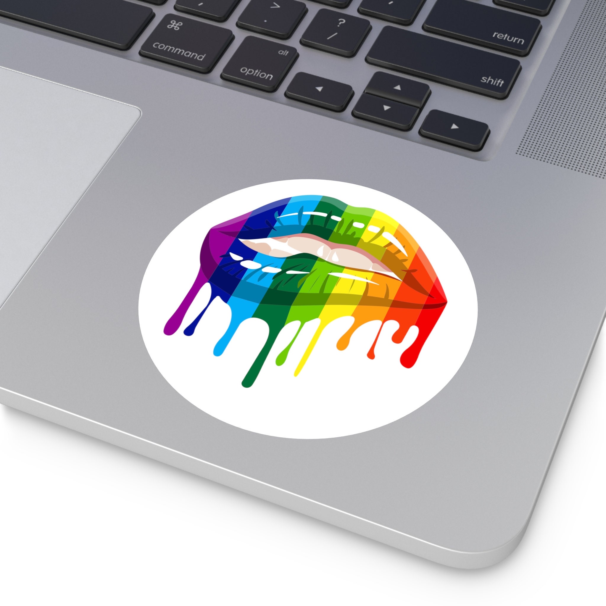 Pride Rainbow Color Dripping off Lips Round 4 in Sticker | LGBTQ ...