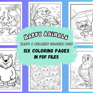 Happy Animals Coloring Pages | Cute and Happy Animals Coloring Pages ...