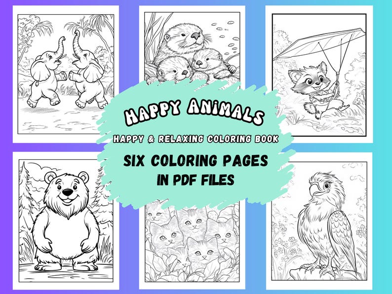 Happy Animals Coloring Pages | Cute and Happy Animals Coloring Pages ...