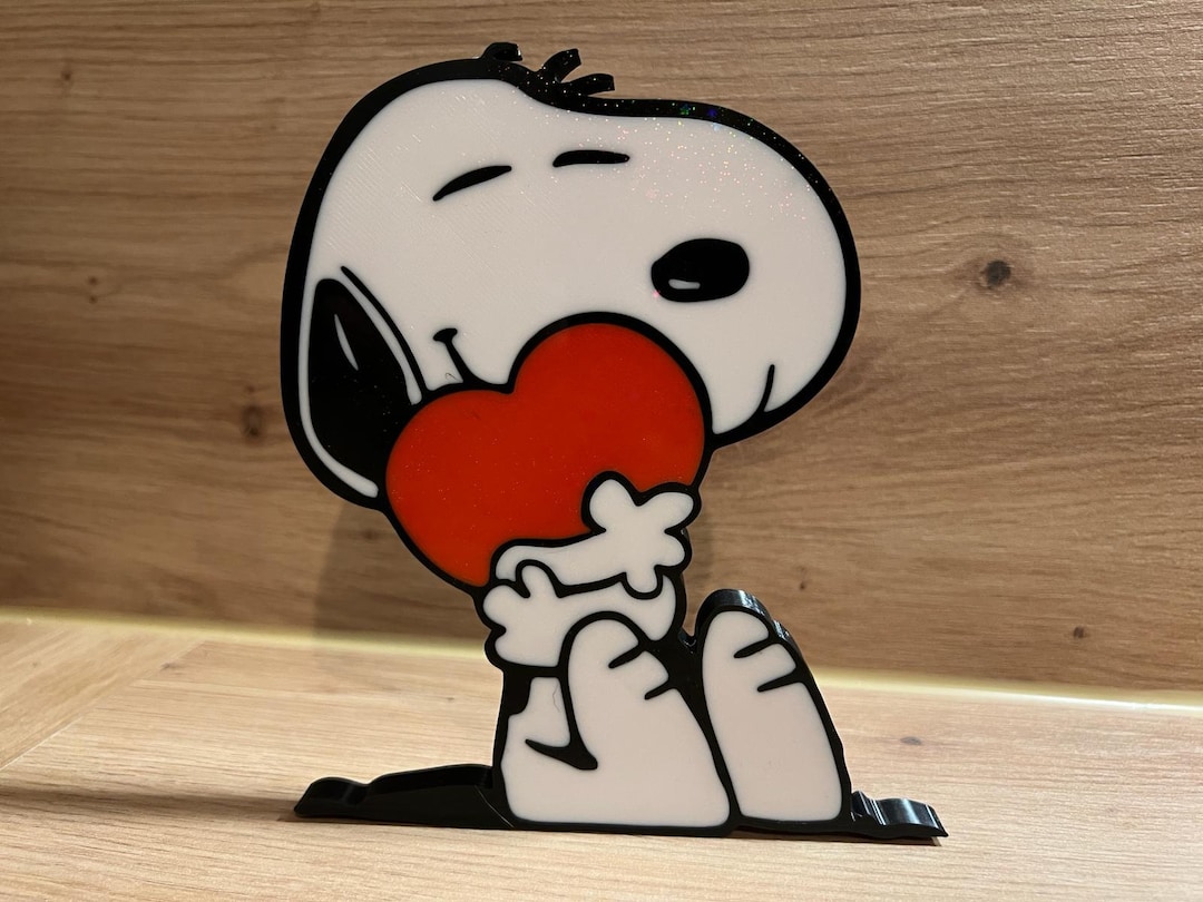 Line Art Peanuts Snoopy mit Herz #2 3D Druck Geschenkidee für Snoopy Liebhaber - Etsy.de