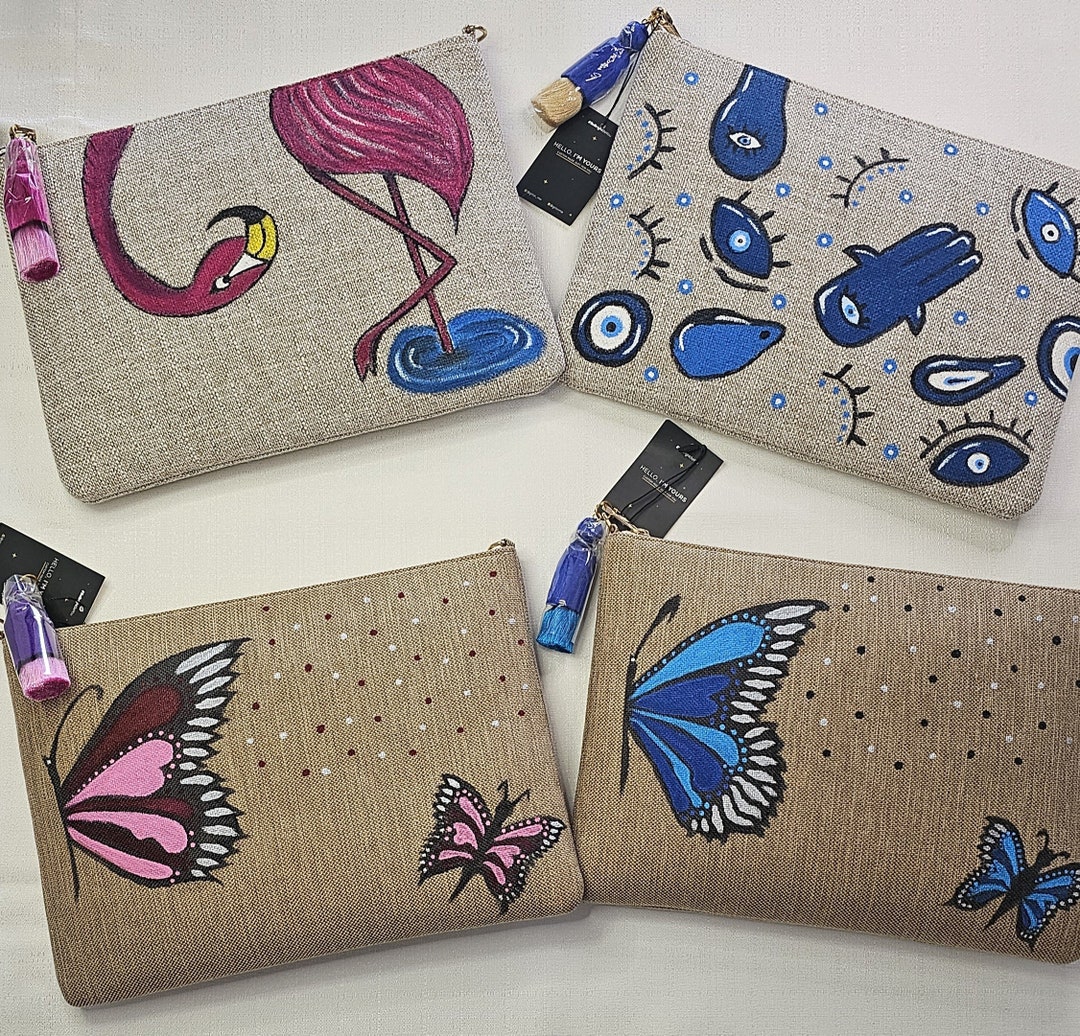 Hand Drawn Art Clutch Bag: Women's Shoulder Bag (32x23 Cm) - Etsy