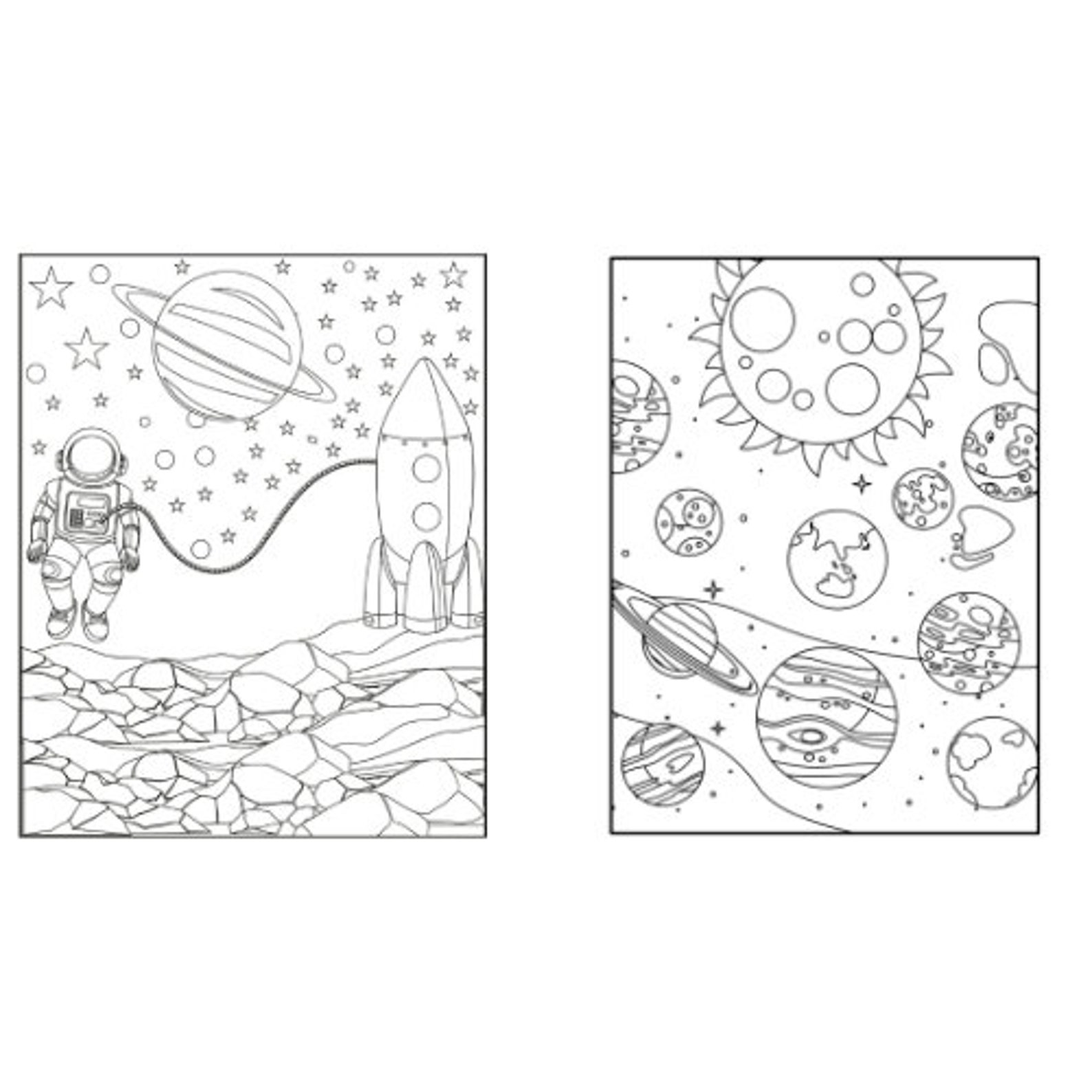 SPACE COLORING BOOK: 50 Illustrations of the Universe Featuring Planets ...