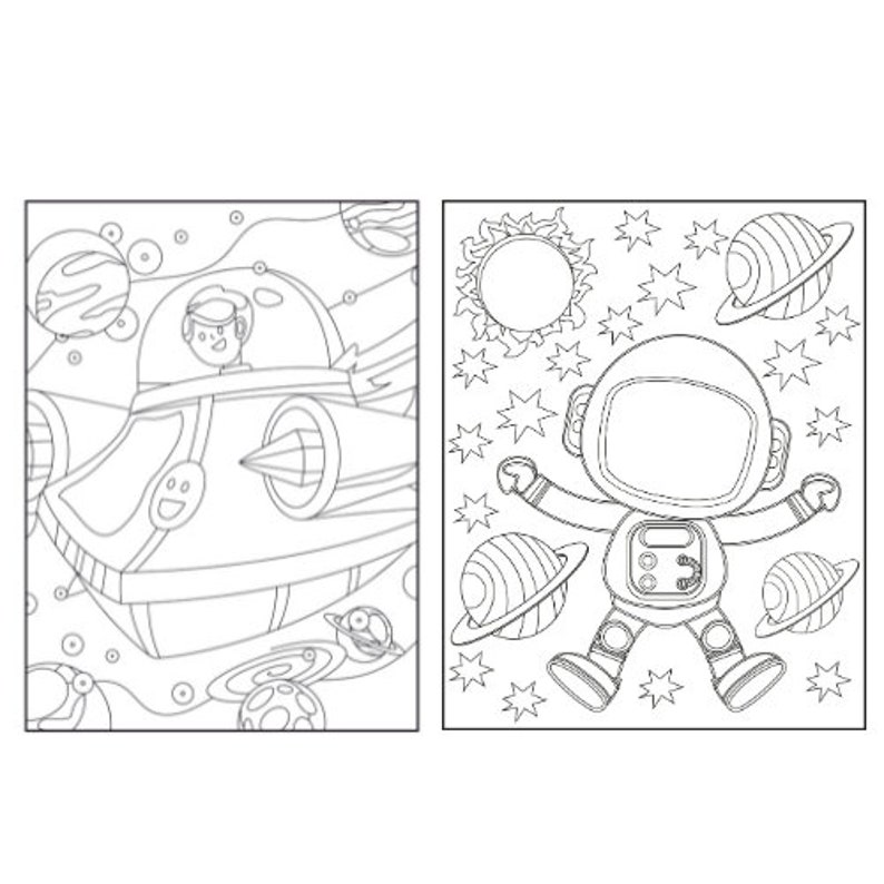 SPACE COLORING BOOK: 50 Illustrations of the Universe Featuring Planets ...