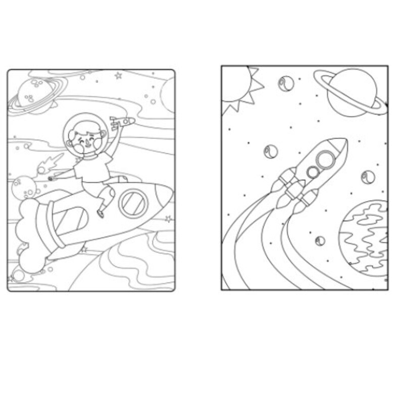 SPACE COLORING BOOK: 50 Illustrations of the Universe Featuring Planets ...