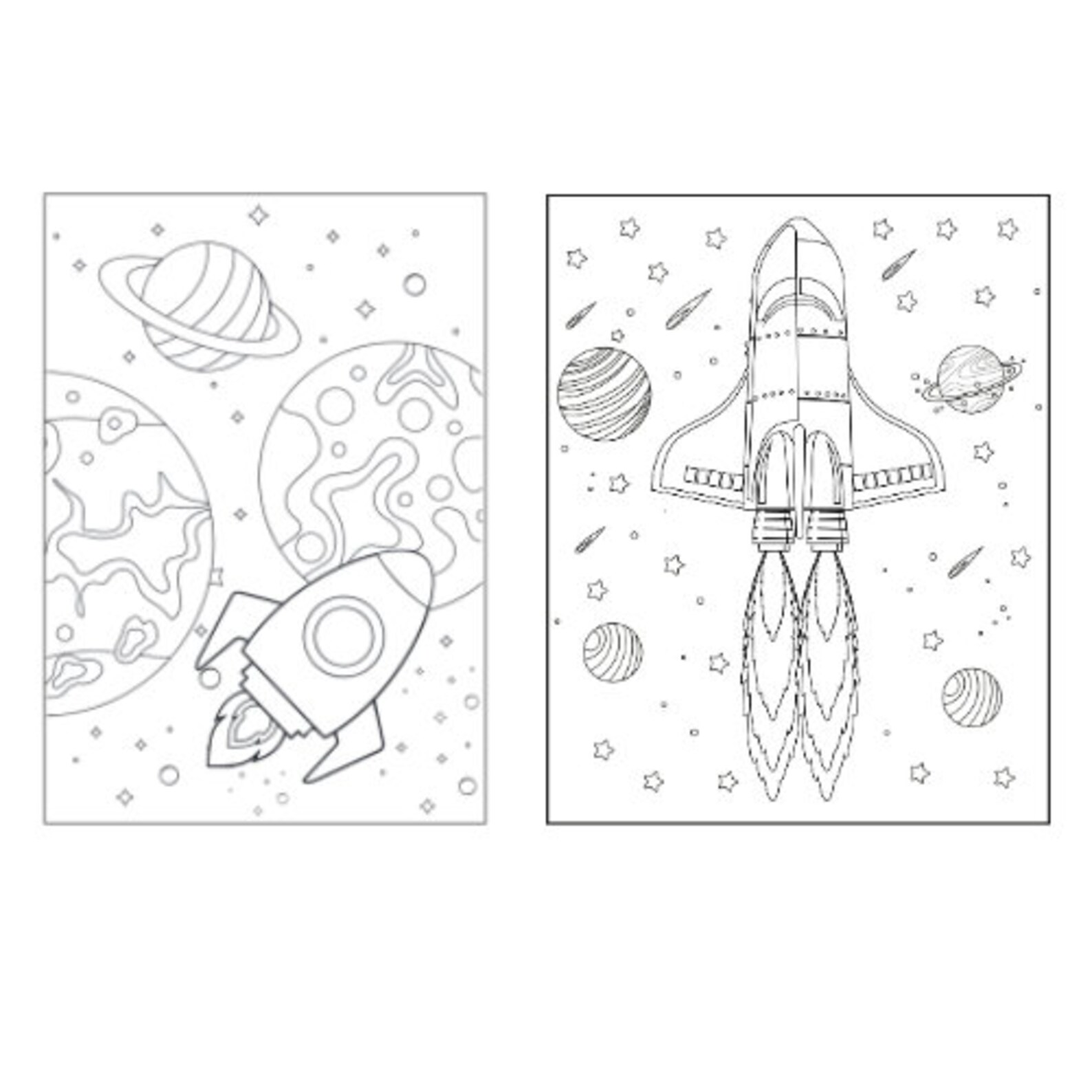SPACE COLORING BOOK: 50 Illustrations of the Universe Featuring Planets ...