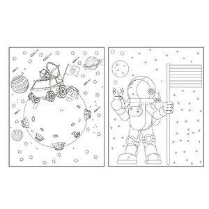 SPACE COLORING BOOK: 50 Illustrations of the Universe Featuring Planets ...