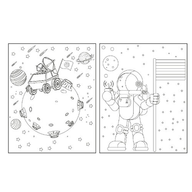 SPACE COLORING BOOK: 50 Illustrations of the Universe Featuring Planets ...