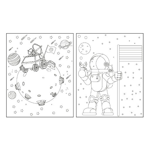 SPACE COLORING BOOK: 50 Illustrations of the Universe Featuring Planets ...