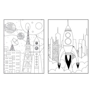 SPACE COLORING BOOK: 50 Illustrations of the Universe Featuring Planets ...