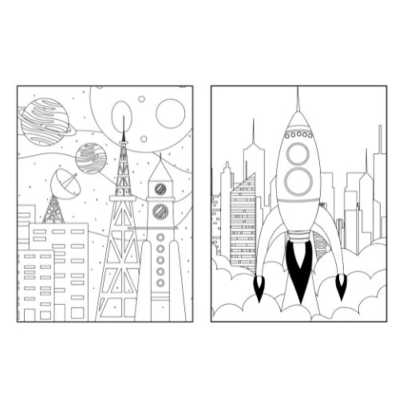 SPACE COLORING BOOK: 50 Illustrations of the Universe Featuring Planets ...