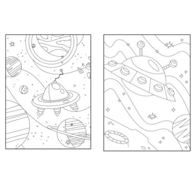 SPACE COLORING BOOK: 50 Illustrations of the Universe Featuring Planets ...