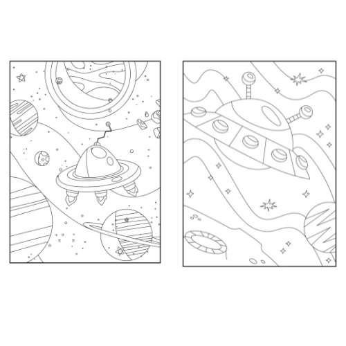 SPACE COLORING BOOK: 50 Illustrations of the Universe Featuring Planets ...