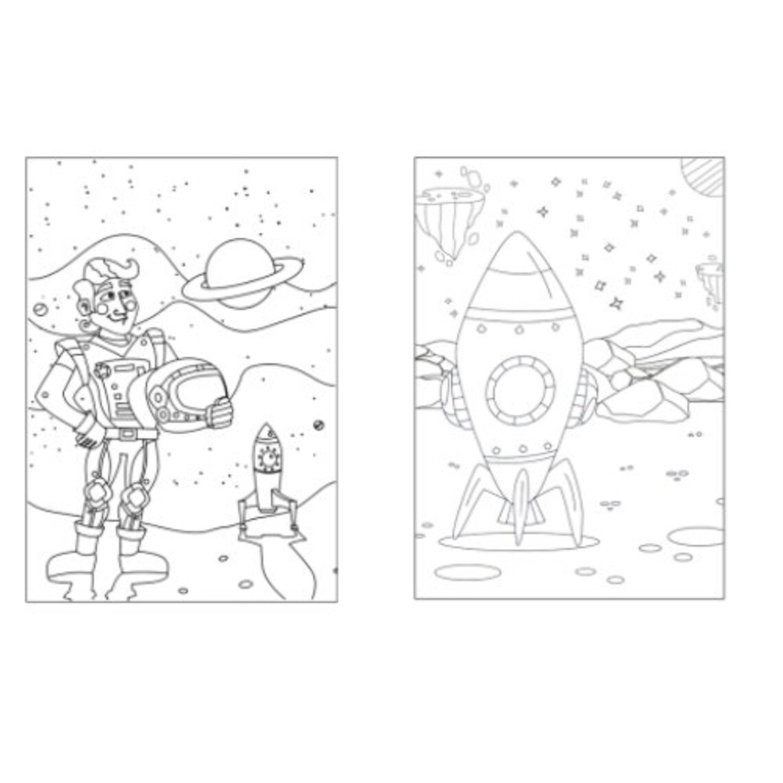 SPACE COLORING BOOK: 50 Illustrations of the Universe Featuring Planets ...