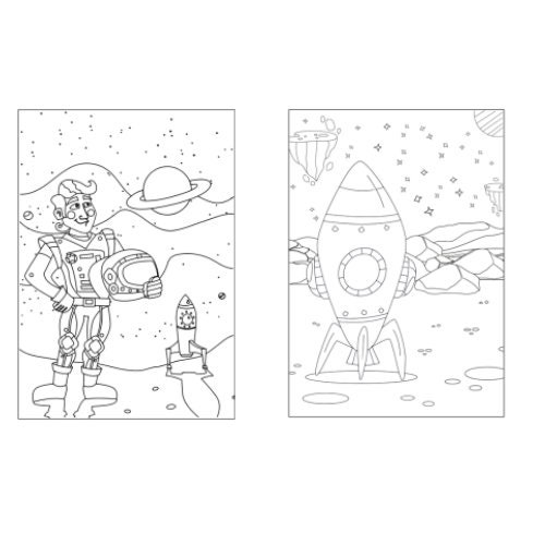 SPACE COLORING BOOK: 50 Illustrations of the Universe Featuring Planets ...