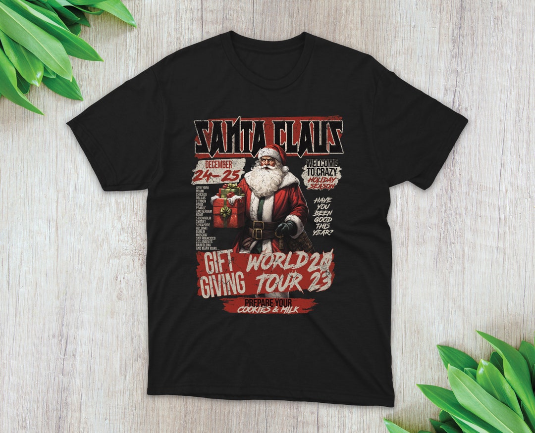 Santa Claus World Tour 2023 Tshirt Santa Christmas Shirt Vintage ...
