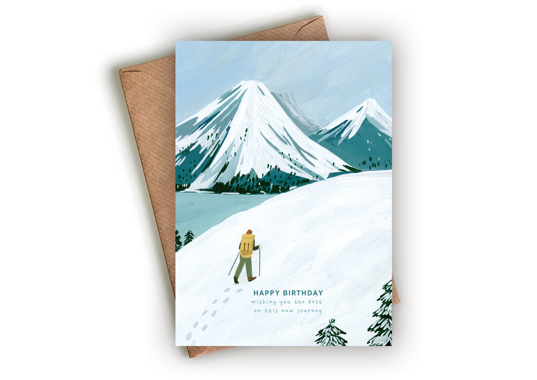 Snow Mountain-birthday Card for Your Explorer Friend /illustrated ...