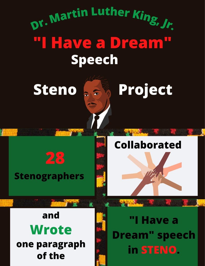 STENO MLK PROJECT Digital Download (28 Stenographers Wrote the I Have a ...