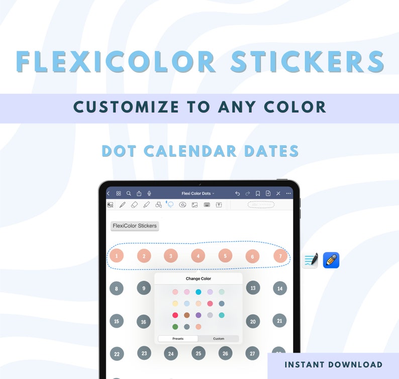 Digital Dot Calendar Dates Color Changing Stickers - Etsy