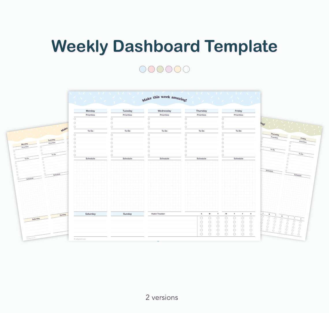 Confetti Weekly Planner Printable: Undated Schedule Template (digital ...