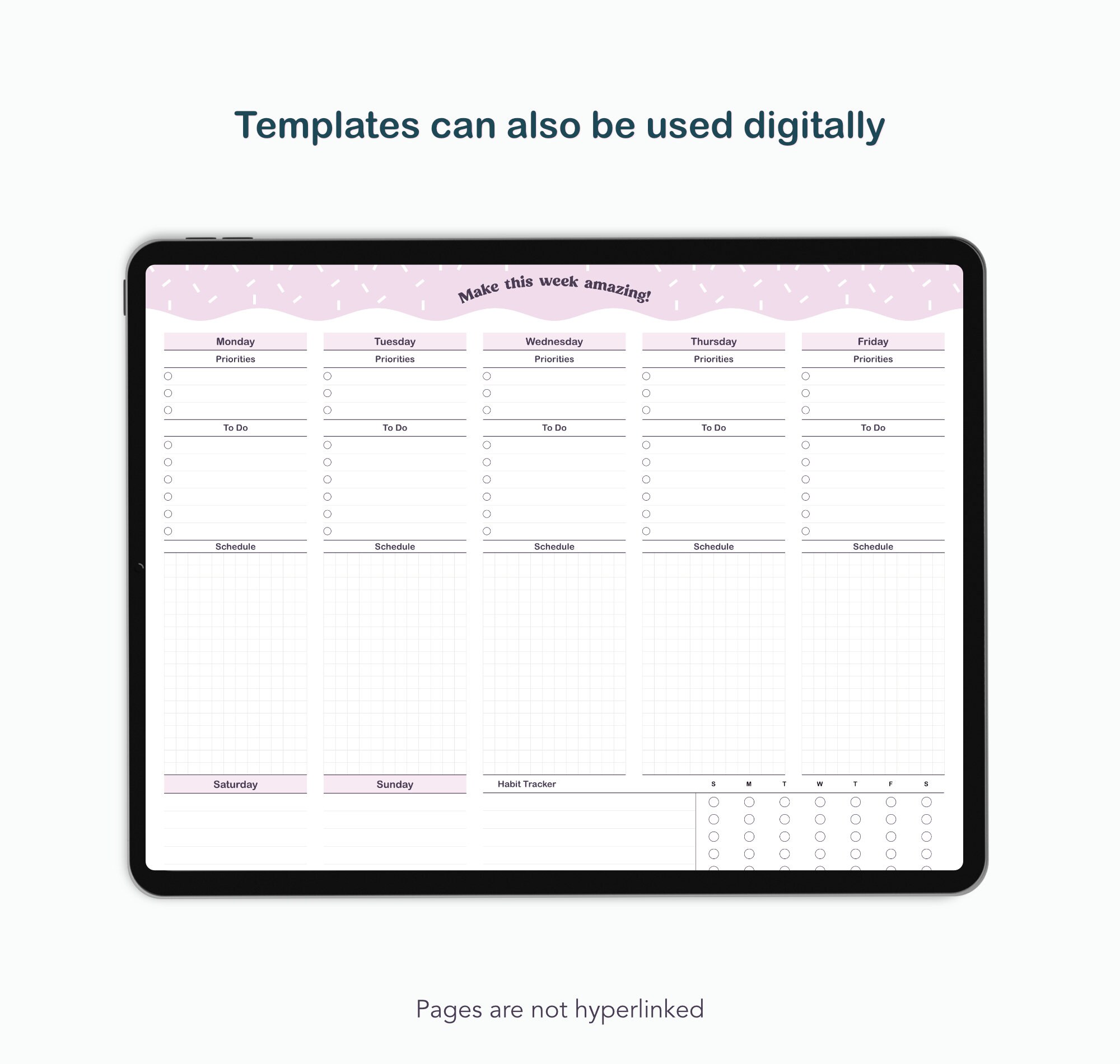 Confetti Weekly Planner Printable: Undated Schedule Template (digital ...