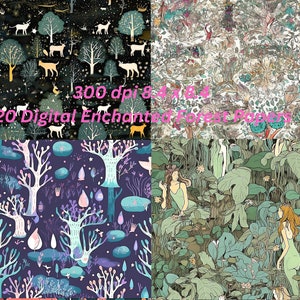 Enchanted Forest Digital Papers Magical Forest Wallpaper - Etsy