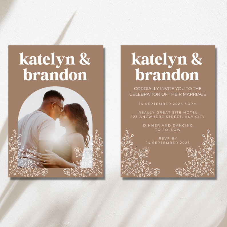 Floral Wedding Invitation Canva Template - Etsy
