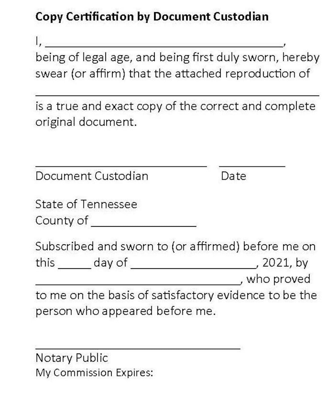 Copy Certification by Document Custodian Template for Avery 8164 - Etsy