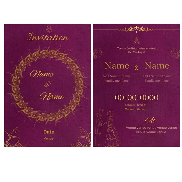 Simple Indian Wedding Invitation - Etsy