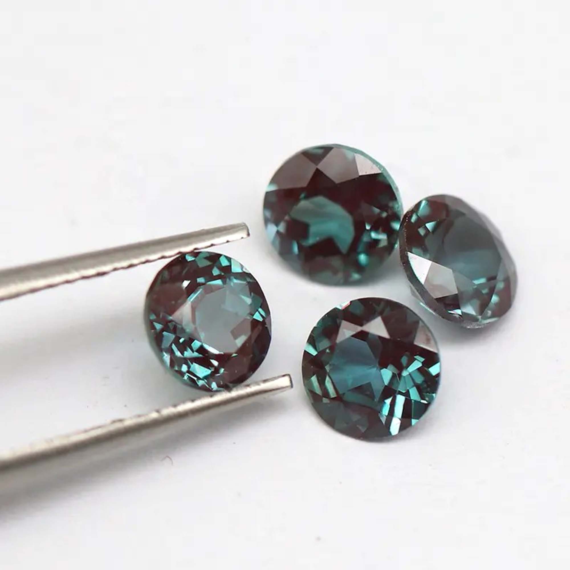 Alexandrite Round Cut Gemstone, Color Change Alexandrite Loose Gemstone ...