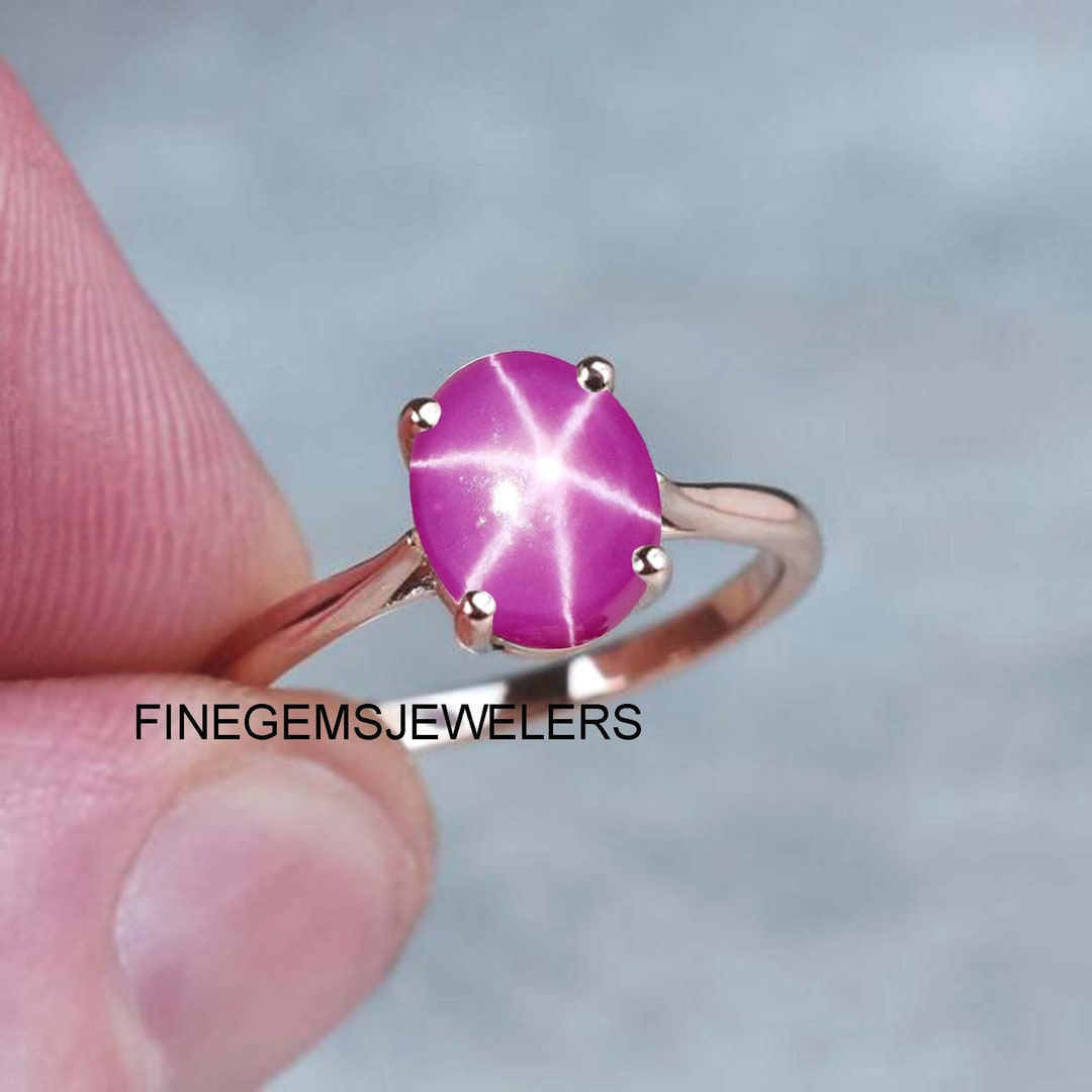 Genuine Lindy Star Ring, Pink Lindy Star Ring, Pink Star Ruby Ring, 925 Sterling Silver Ring ...