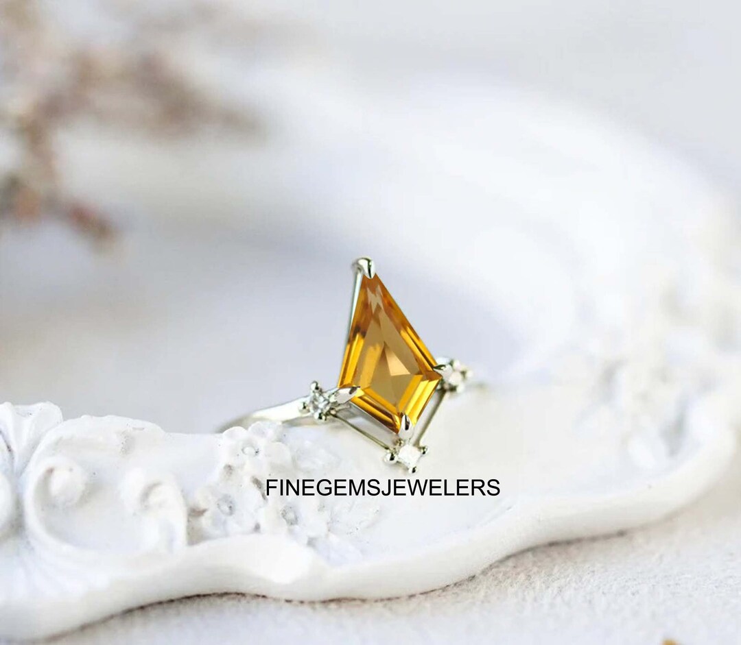 Kite Cut Yellow Topaz Ring, Yellow Topaz Wedding Ring, November ...