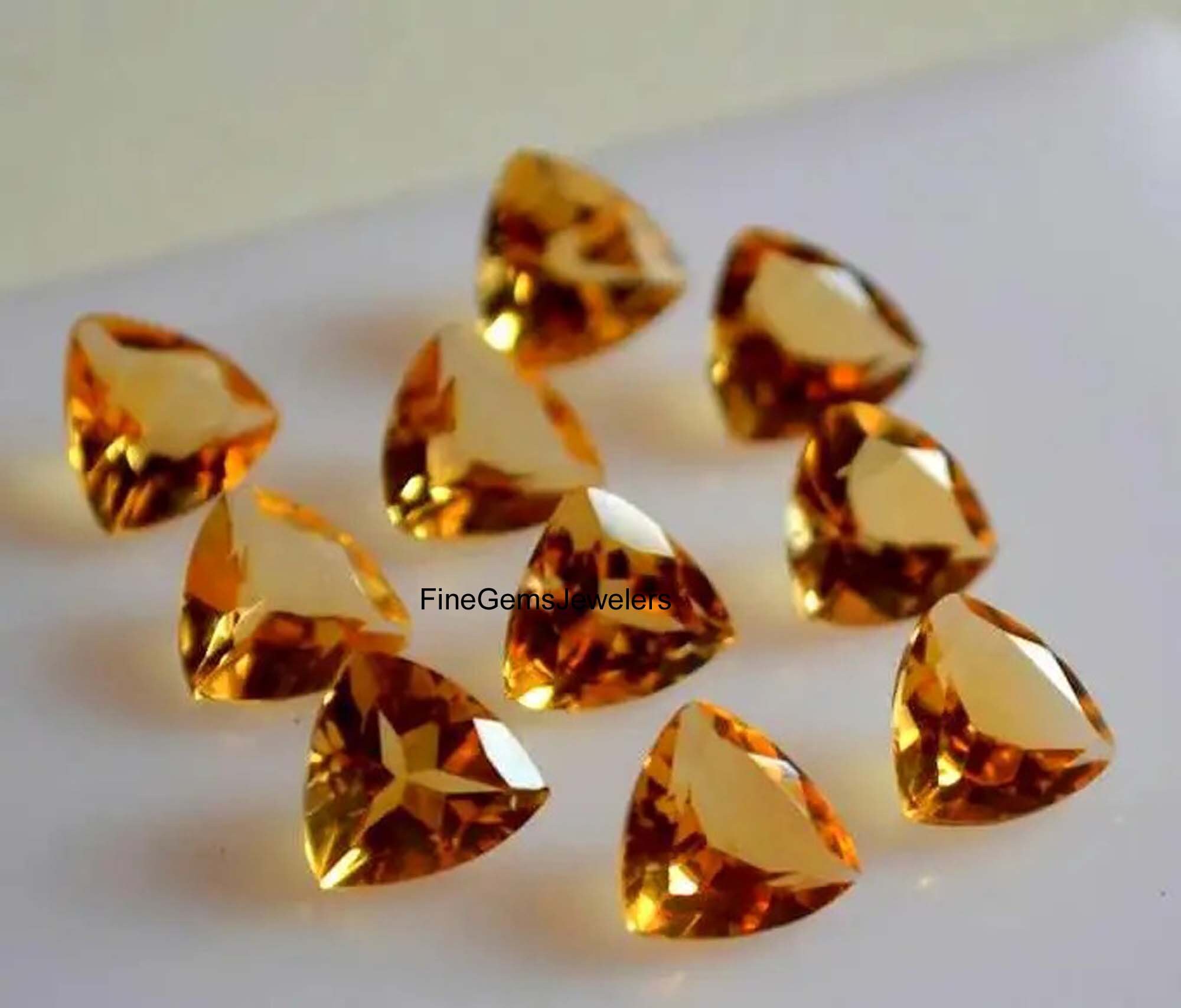 Trillion Cut Yellow Topaz Gemstone, Natural Golden Topaz Stone for Jewelry Making, Ring Size ...