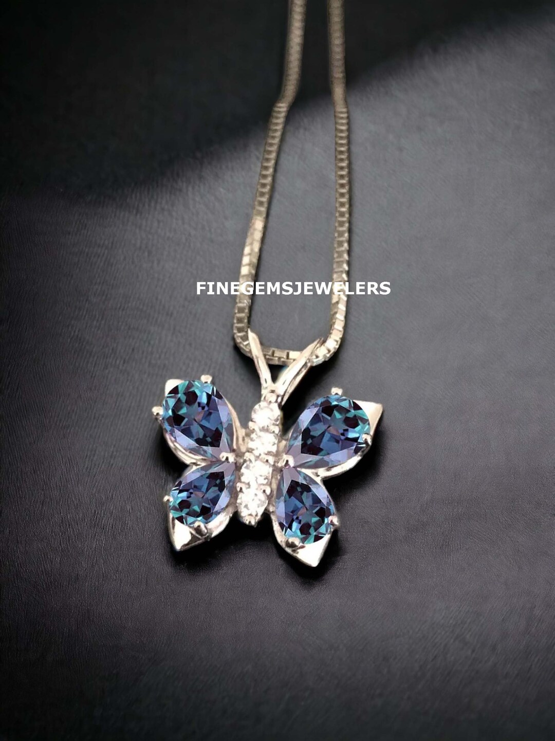 Beautiful Alexandrite Color Changing Gemstone Butterfly Necklace ...