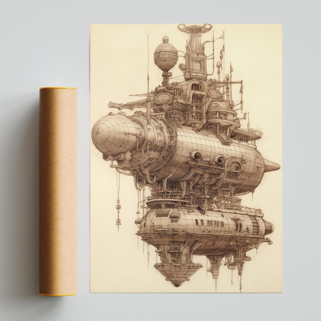 Steampunk Airship #6 Poster/print - 13"x19" - Etsy