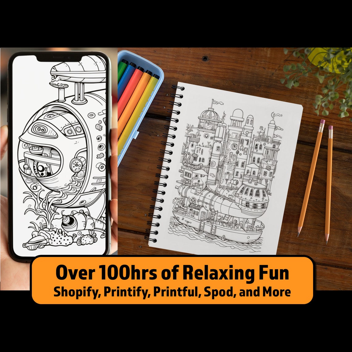 100 Printable Files Digital Coloring Books for Adults Digital Asset ...