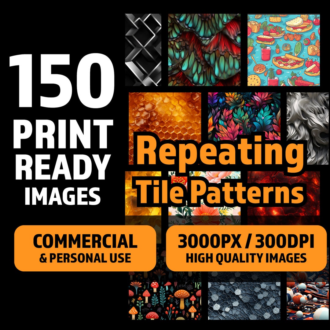 150 Seamless Tiling Pattern Graphics Image Bundle Download Ai - Etsy