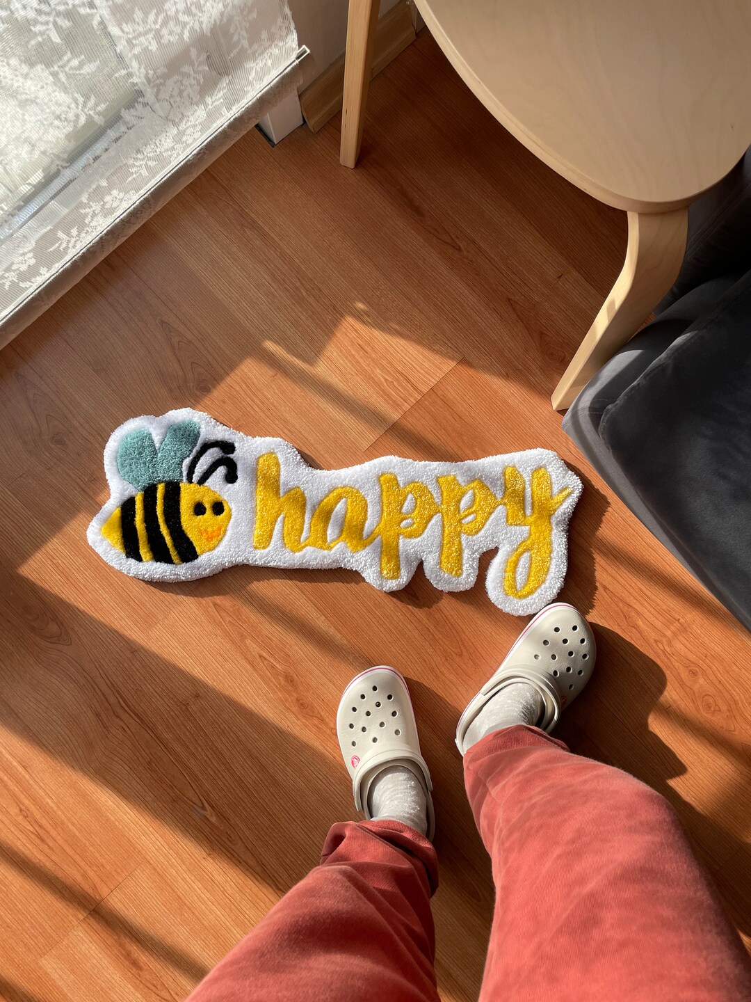 Be bee Happy Tufted Rug Gift for Her Gift for Him Kid's Room Tuft Wall ...