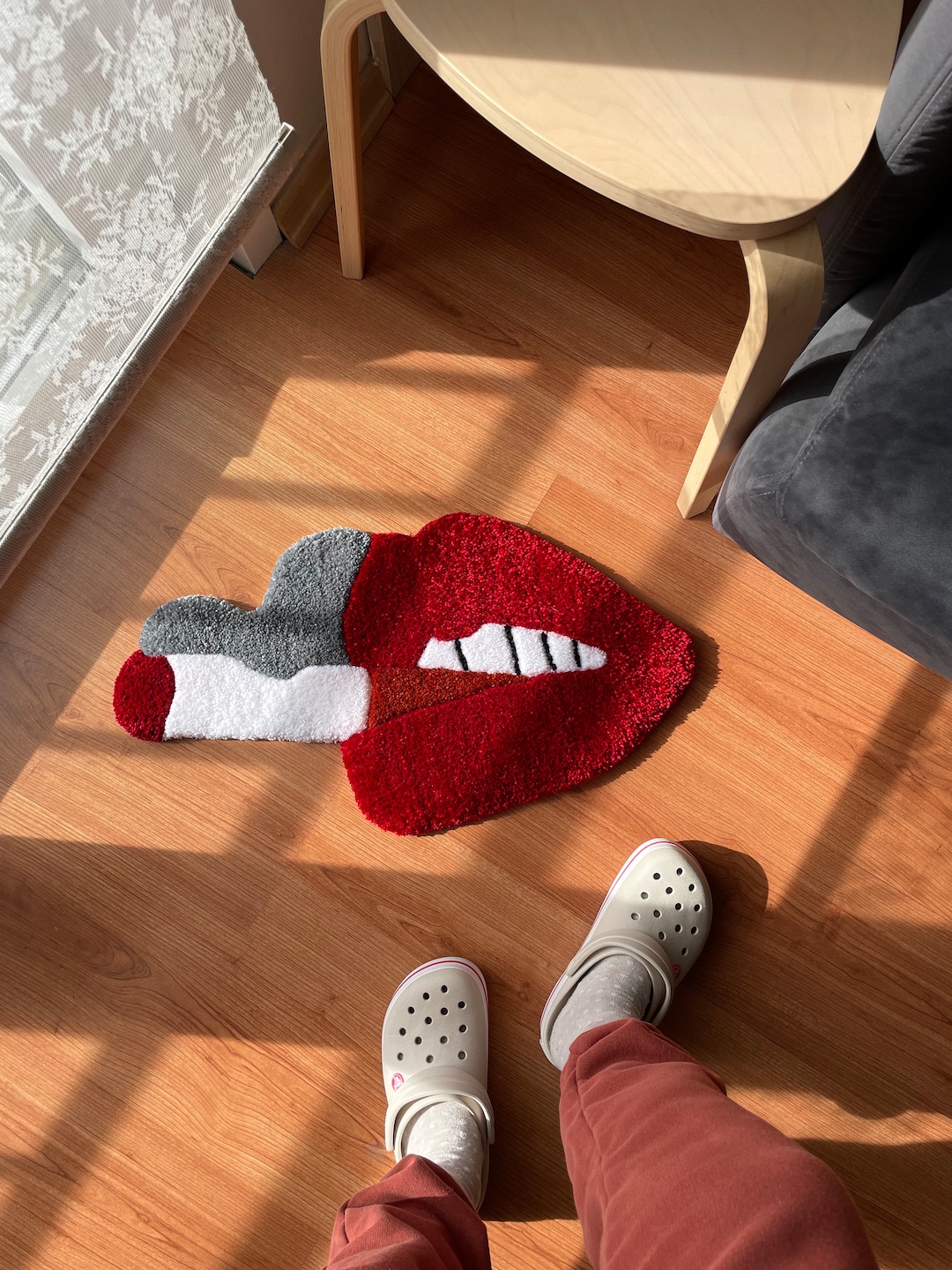 Smoking Red Lips Tufted Rug Gift for Her Gift for Him Handmade ...