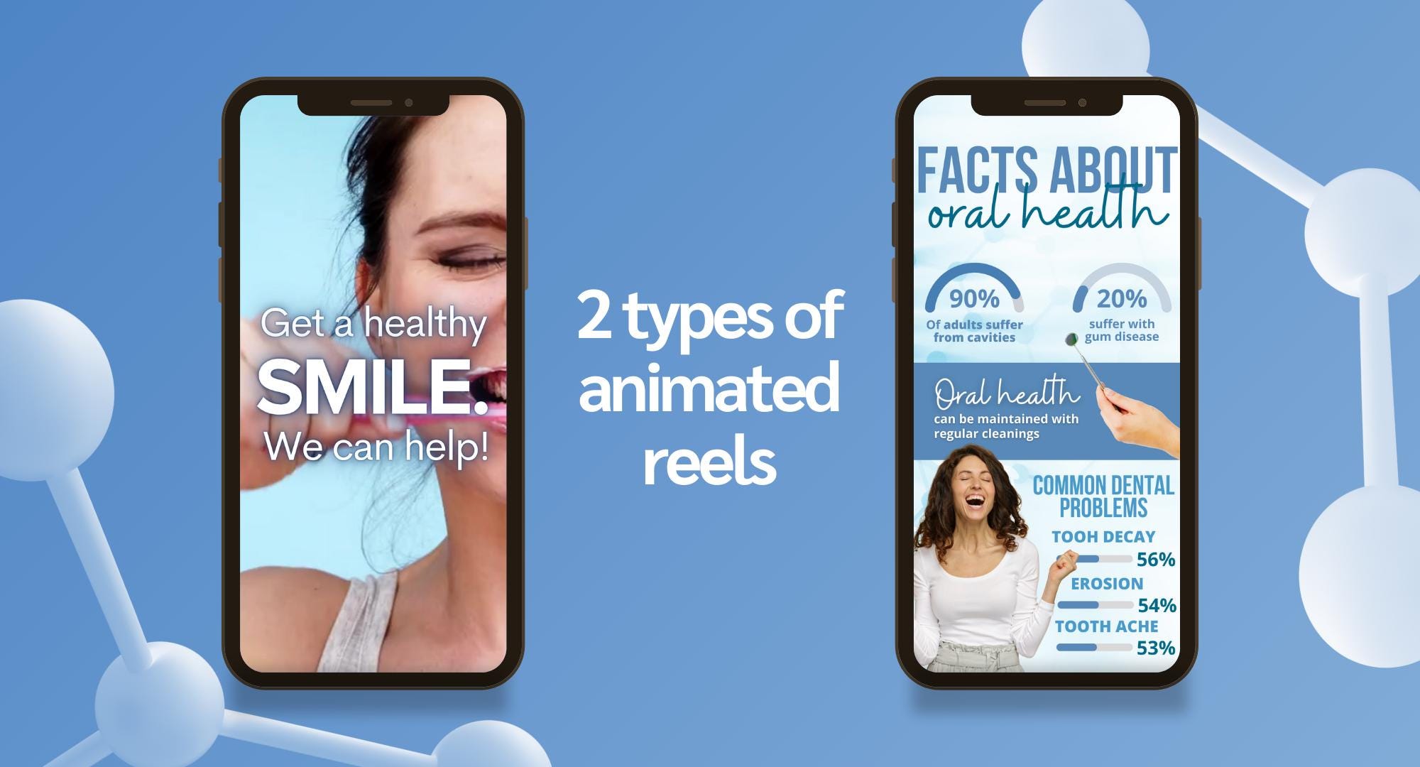 144 Reels & Posts for Dental Offices | Dentist Instagram Template ...