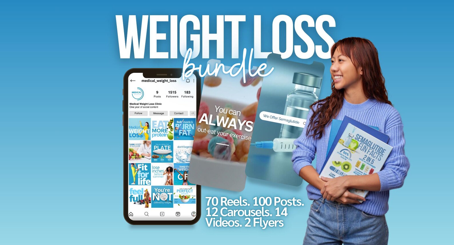196 Reels & Posts for Weight Loss Clinics | Semaglutide Flyer | GLP1 ...