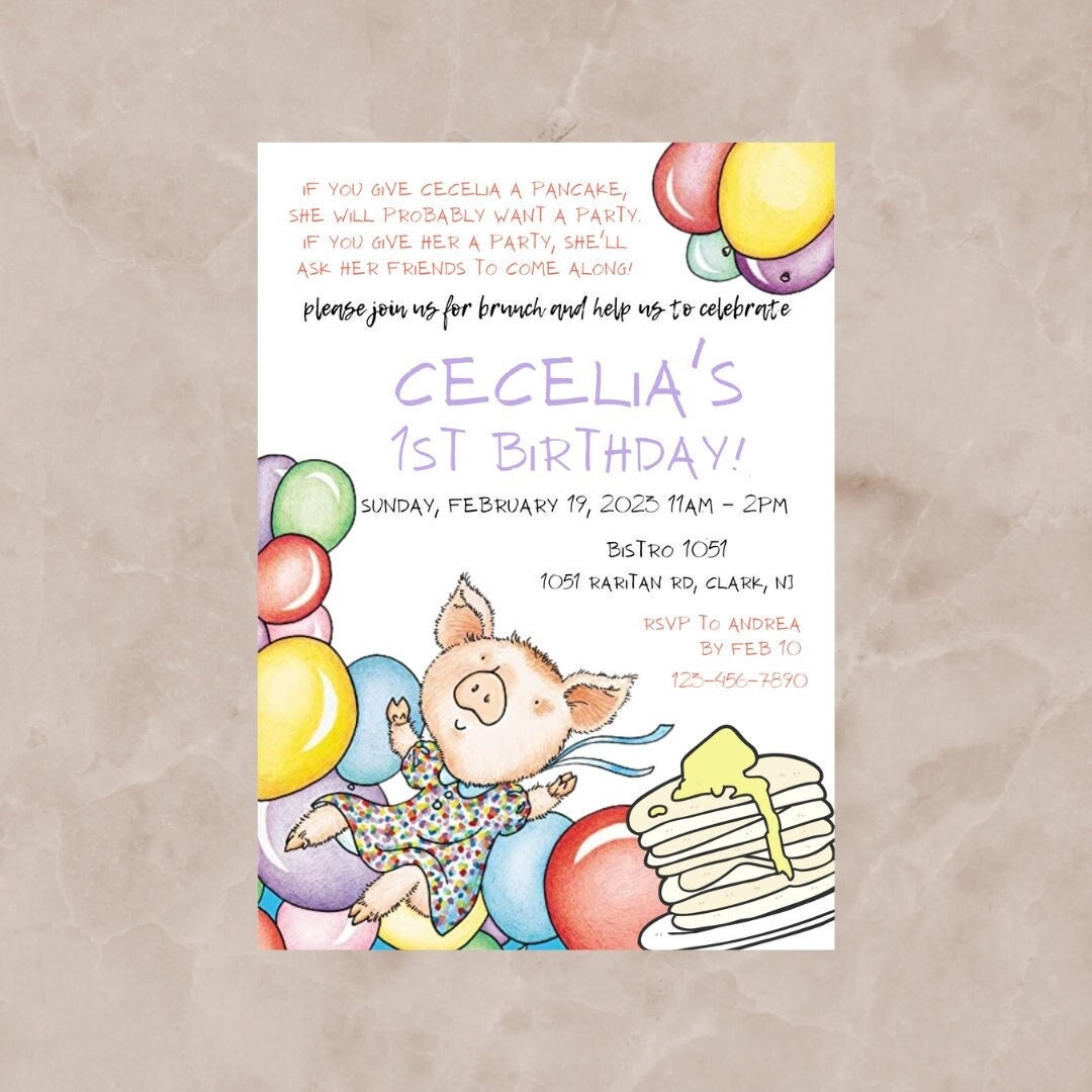 Editable If You Give A Pig A Pancake Party Invitation - Etsy