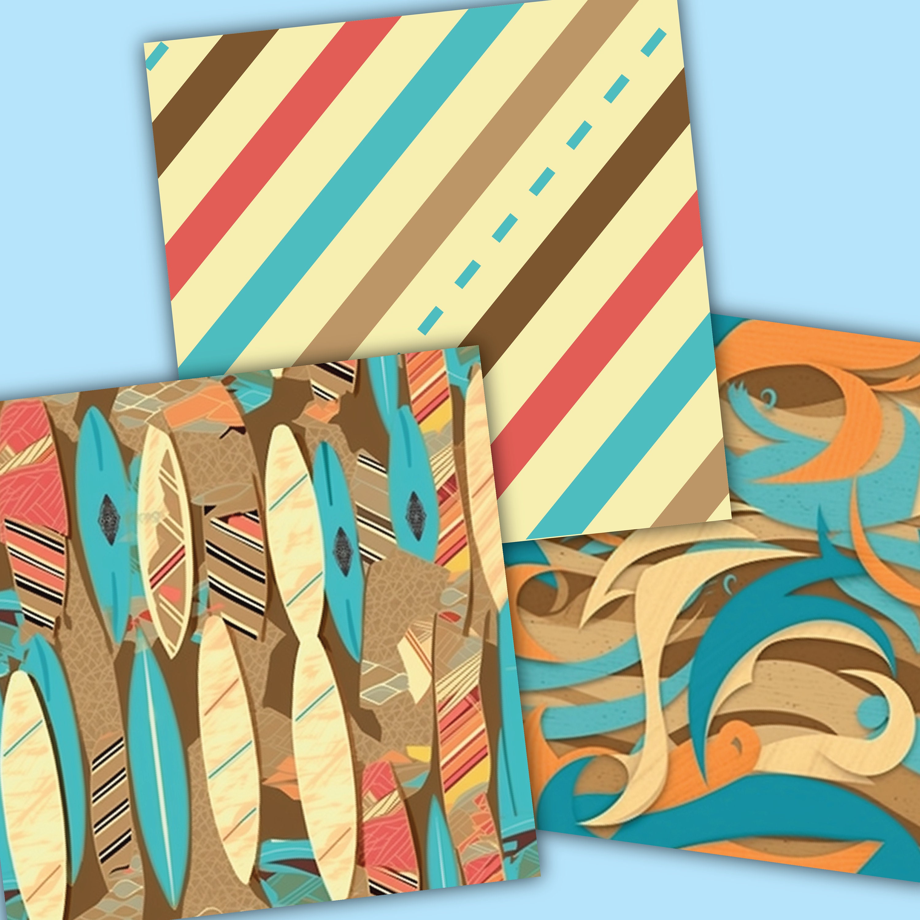 Seamless Surfboard Printable Pattern Pack Surfboard - Etsy Australia