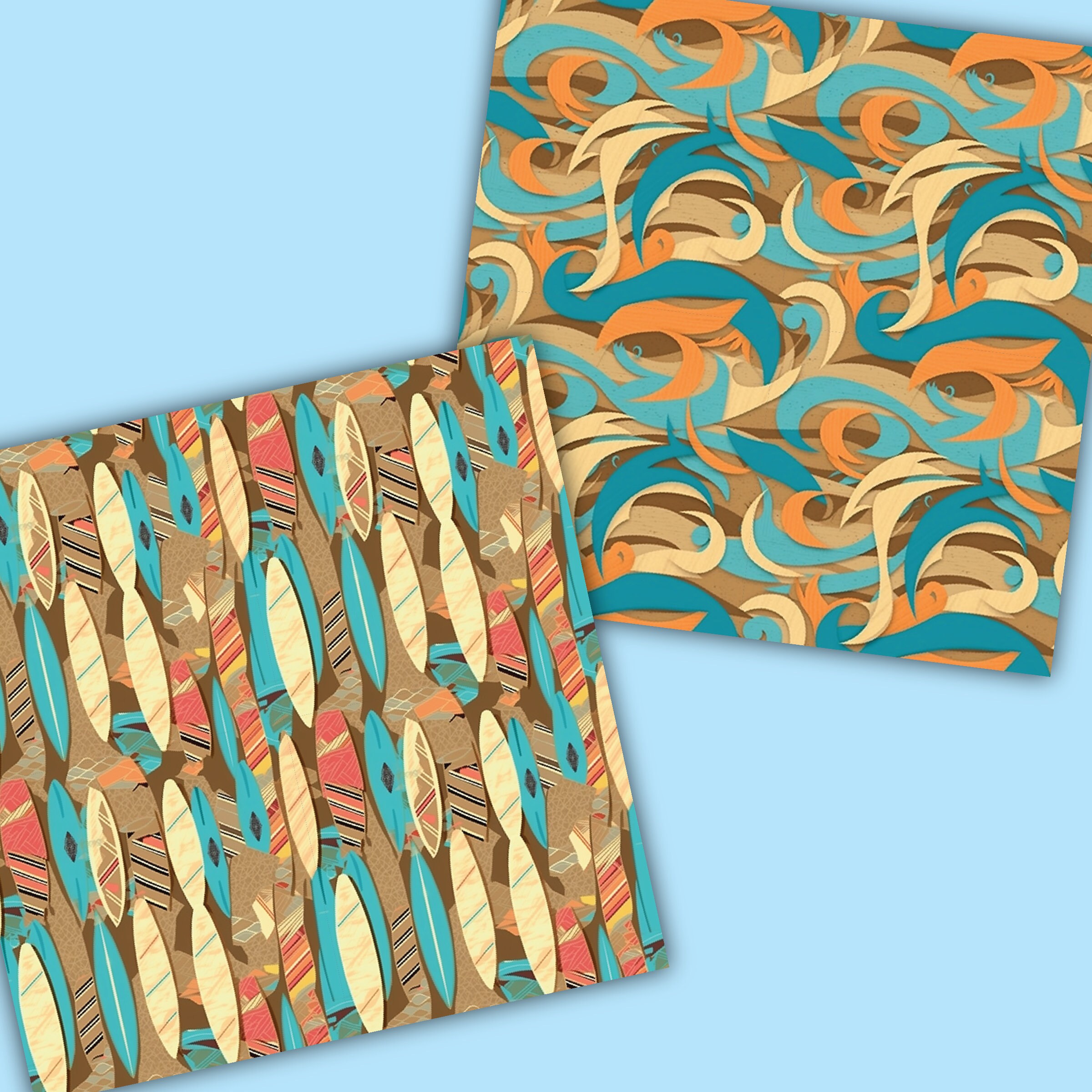 Seamless Surfboard Printable Pattern Pack Surfboard - Etsy Australia